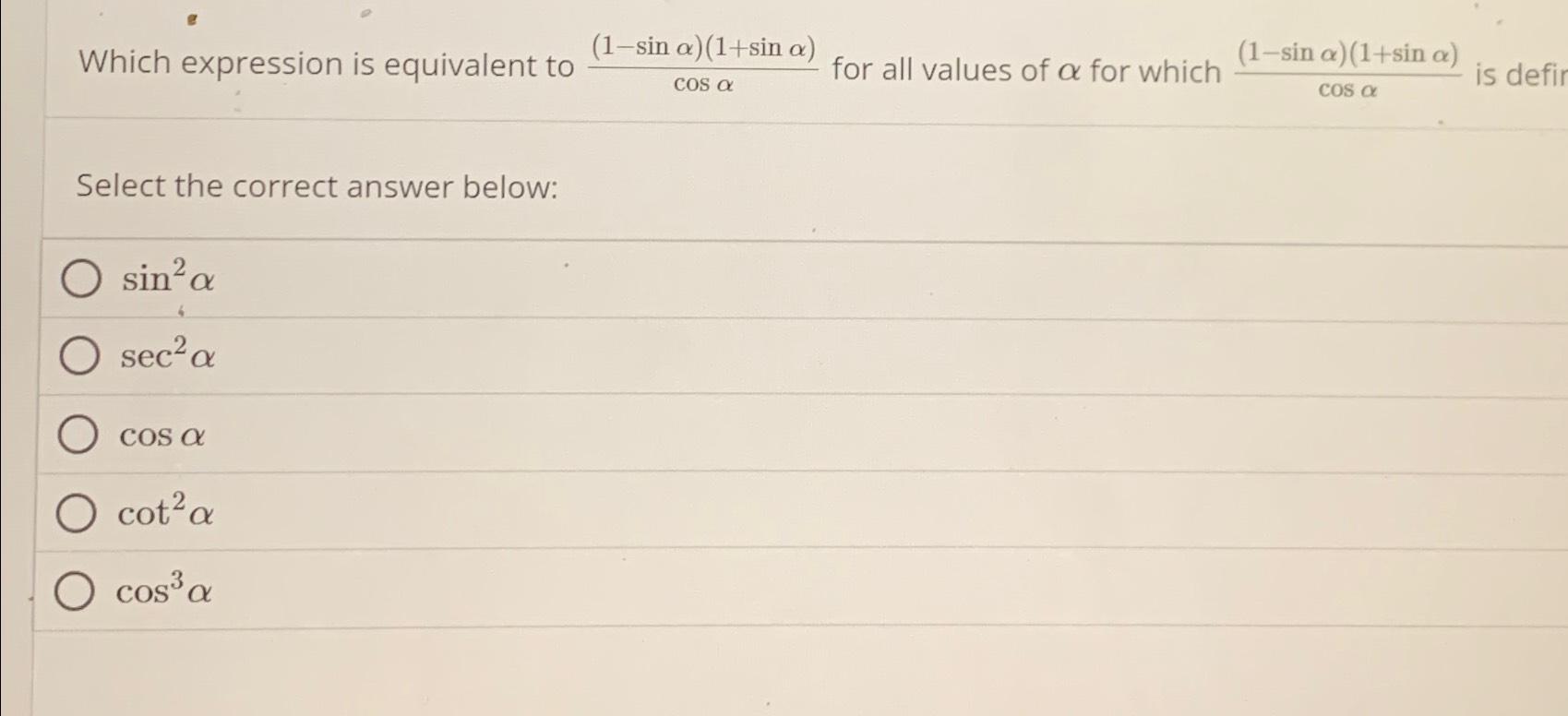 Solved Which expression is equivalent to | Chegg.com