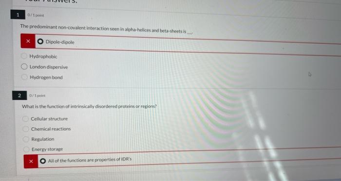 Solved The predominant non-covalent interaction seen in | Chegg.com