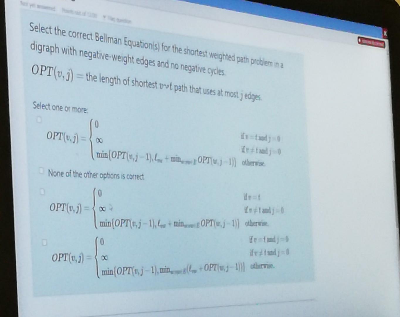 Solved Select the correct Bellman Equation's) for the | Chegg.com