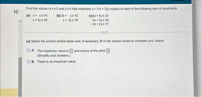 Solved Find the values of x≥0 and y≥0 that maximize | Chegg.com