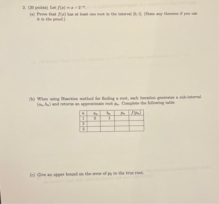 Solved 2. (20 points) Let f(x)=x−2−x. (a) Prove that f(x) | Chegg.com Solved 2. (20 points) Let f(x)=x−2−x. (a) Prove that f(x) | Chegg.com