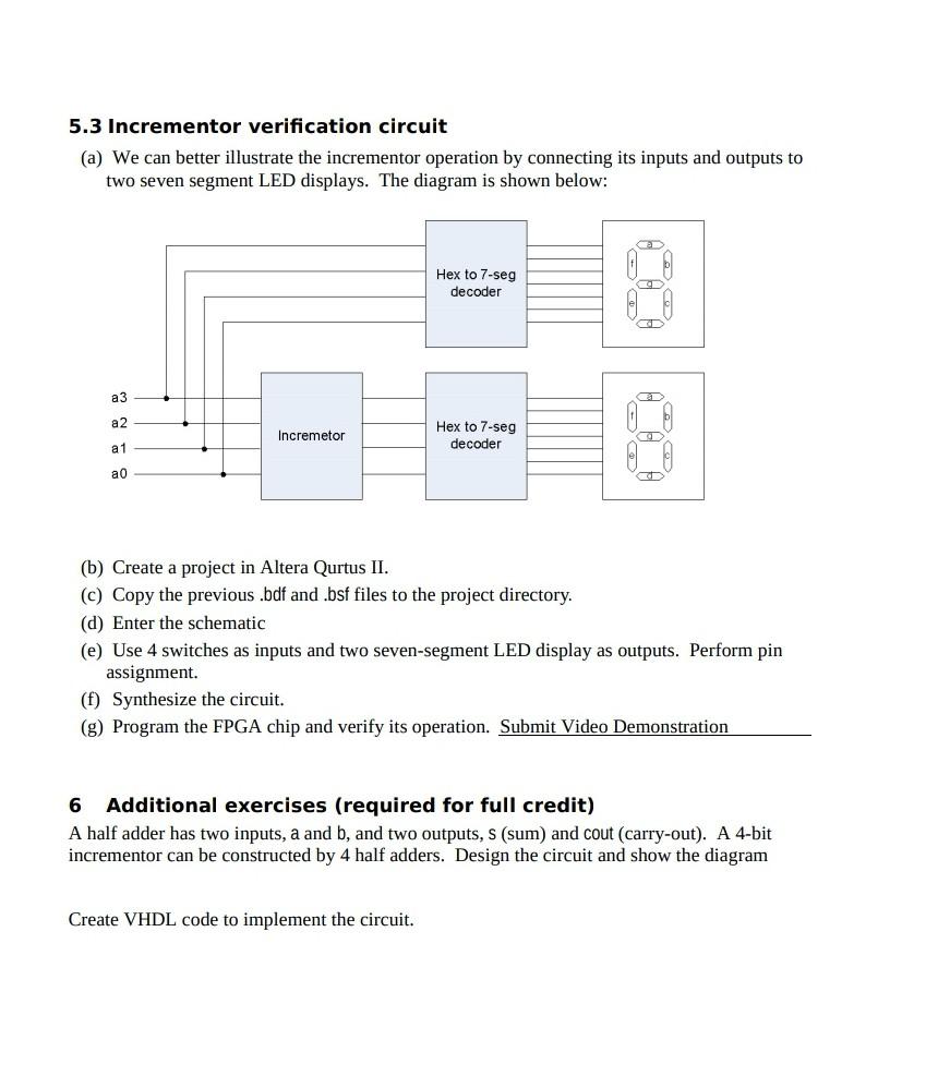 1 Purpose Design a 4-bit incrementor and a hex to | Chegg.com