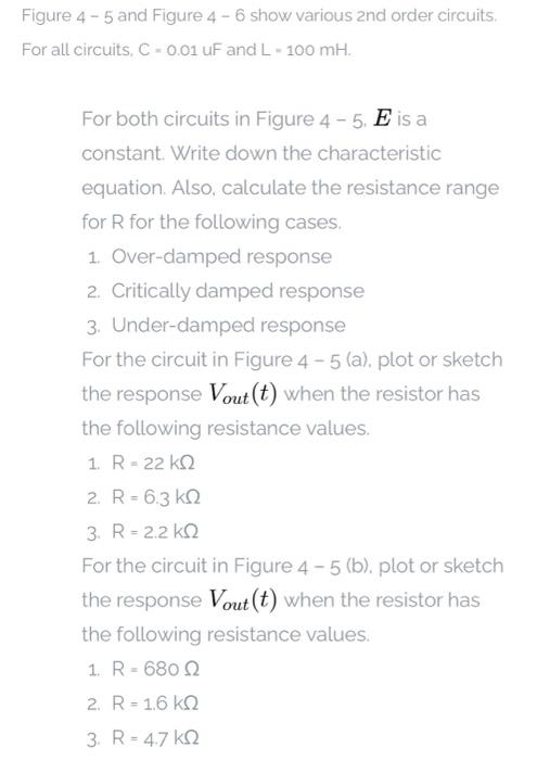 Solved Figure 4−5 and Figure 4−6 show various 2 nd order | Chegg.com