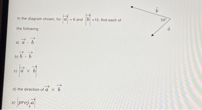 Solved In the diagram shown, for ∣a∣=6 and ∣b∣=10, find each | Chegg.com