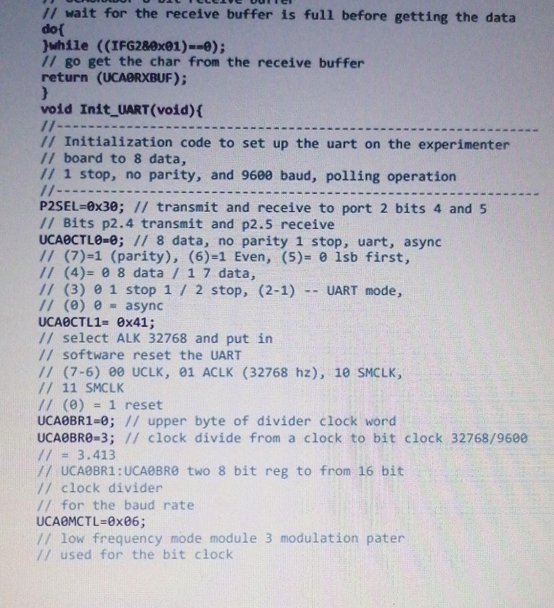 I/ Console I/O through the on board UART for MSP | Chegg.com