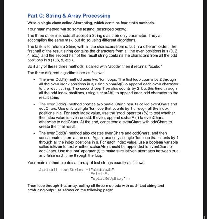 Solved Part C String And Array Processing Write A Single 3026