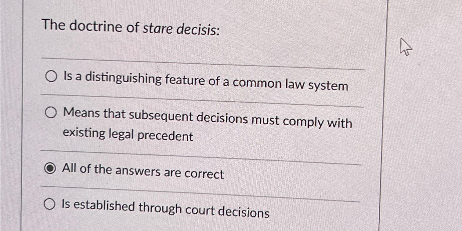Solved The doctrine of stare decisis:q,Is a distinguishing | Chegg.com