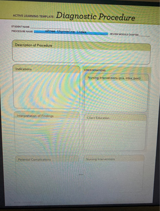 Solved ACTIVE LEARNING TEMPLATE: Diagnostic Procedure | Chegg.com