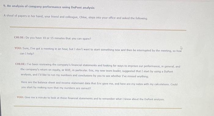 Solved An analysis of company performance using DuPont | Chegg.com