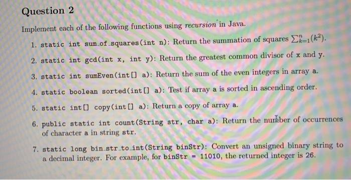 Solved can you please write the functions using recursion in | Chegg.com