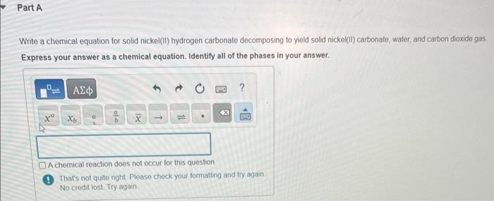 Solved Write a chemical equation for solid nickel(II) | Chegg.com