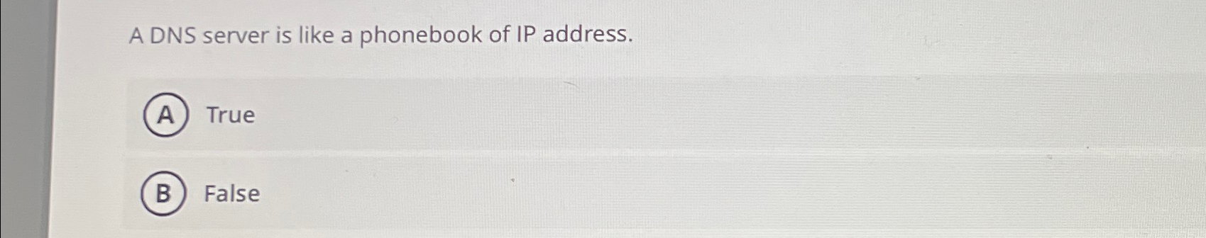 Solved A DNS server is like a phonebook of IP | Chegg.com