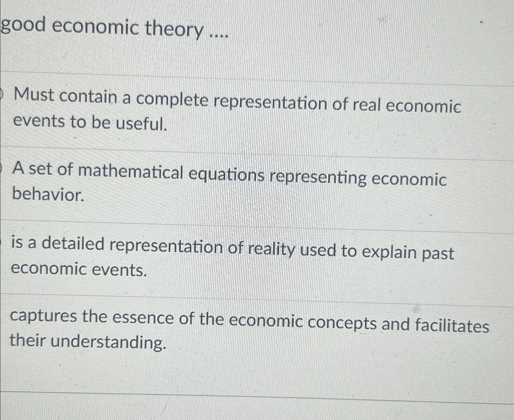 Solved good economic theory ....Must contain a complete | Chegg.com