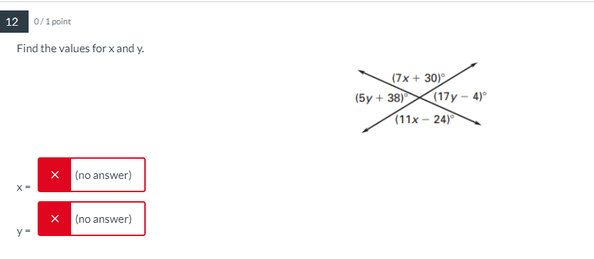 Solved Find the values for x ﻿and y. | Chegg.com