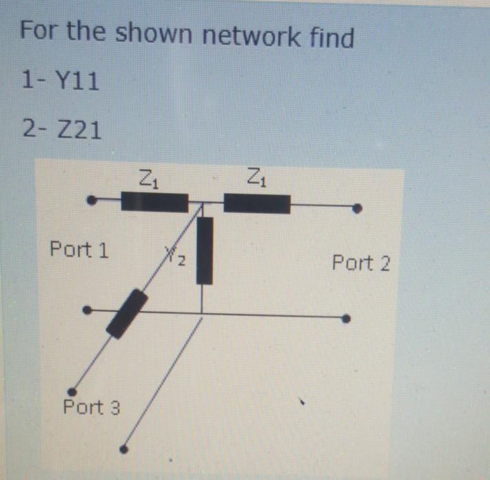 Solved For the shown network find 1- Y11 2- 721 N Z1 Port 1 | Chegg.com
