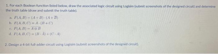 Solved 1. For each Boolean function listed below, draw the | Chegg.com