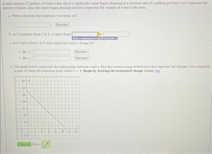 Solved b. As t increases from 2 to 5,v varies from c. As t | Chegg.com