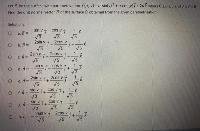 Solved Let S be the surface with parametrization 1 (u, | Chegg.com