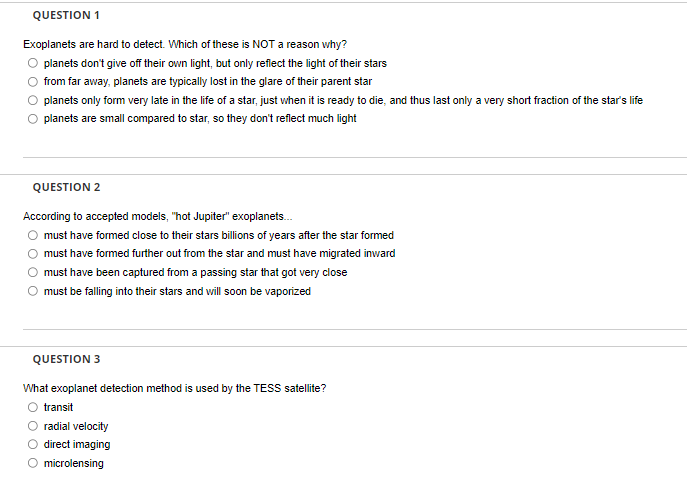 Solved QUESTION 1Exoplanets are hard to detect. Which of | Chegg.com