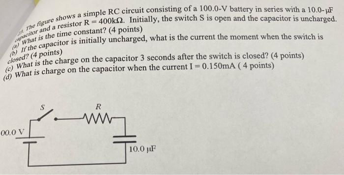 Solved The figure shows a simple RC circuit consisting of a | Chegg.com
