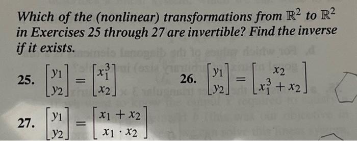 Solved Which of the (nonlinear) transformations from R2 to | Chegg.com