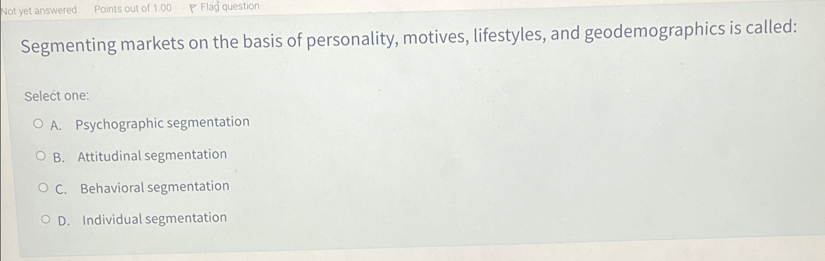 Solved Segmenting markets on the basis of personality, | Chegg.com