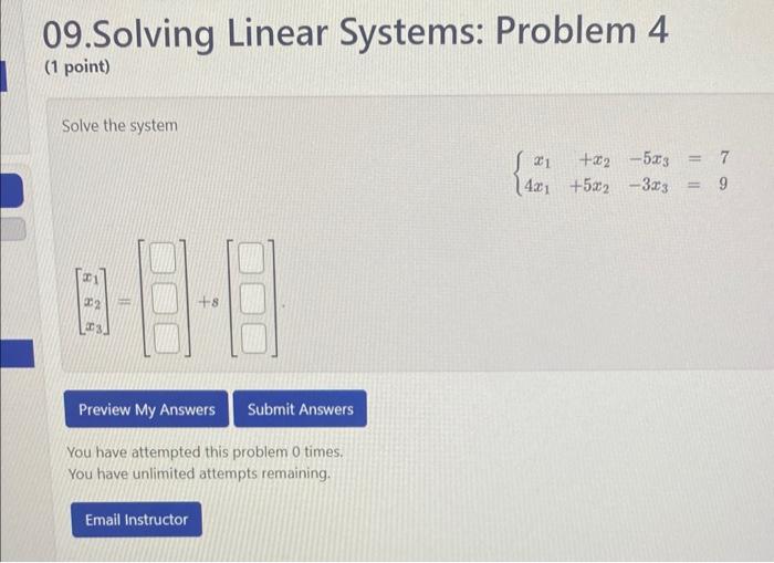 Solved 09 Solving Linear Systems Problem 2 1 Point