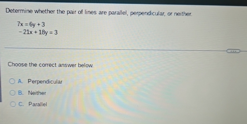 Solved Determine whether the pair of lines are parallel, | Chegg.com
