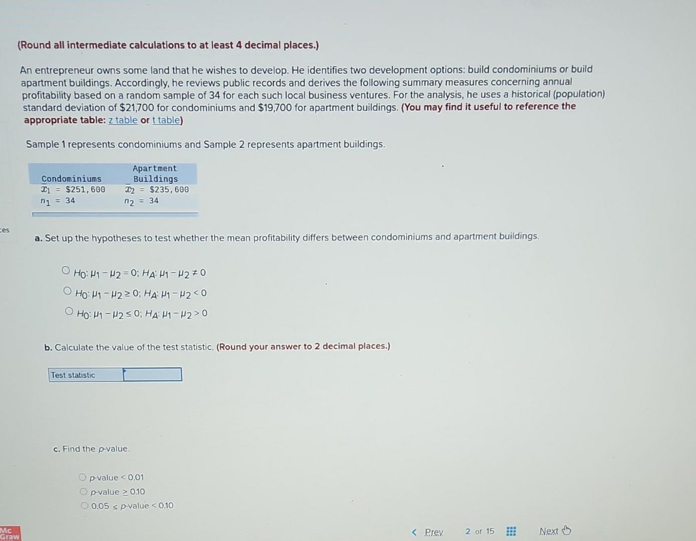 Solved (Round all intermediate calculations to at least 4 | Chegg.com