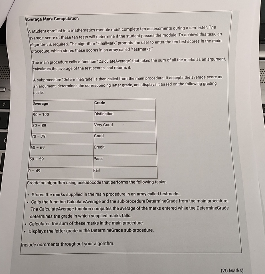 Solved Average Mark ComputationA student enrolled in a | Chegg.com