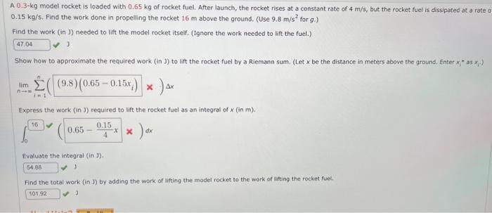 Solved A 0.3−kg model rocket is loaded with 0.65 kg of | Chegg.com