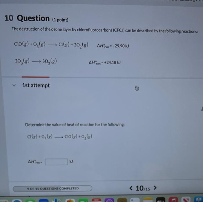 Solved The destruction of the ozone layer by | Chegg.com