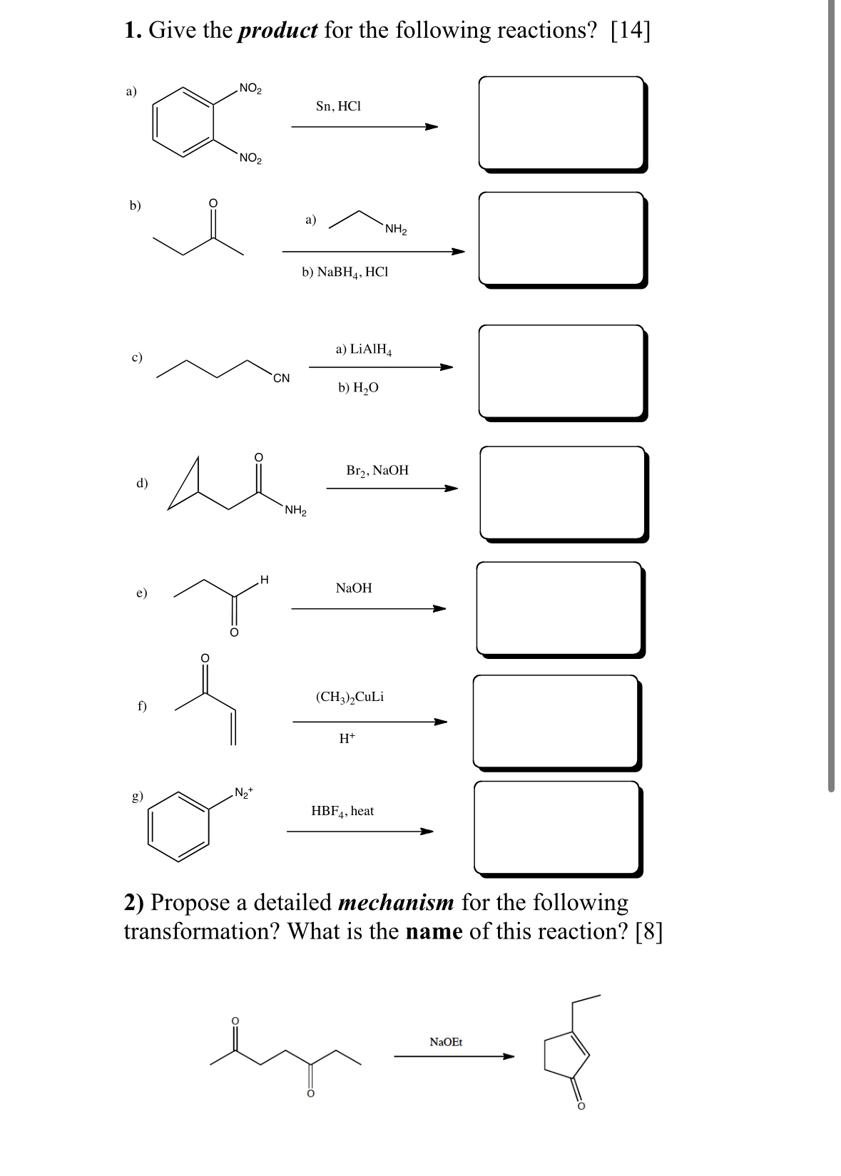 Solved 1) ﻿Give the product for the following reactions? | Chegg.com