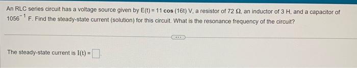 Solved An RLC series circuit has a voltage source given by | Chegg.com