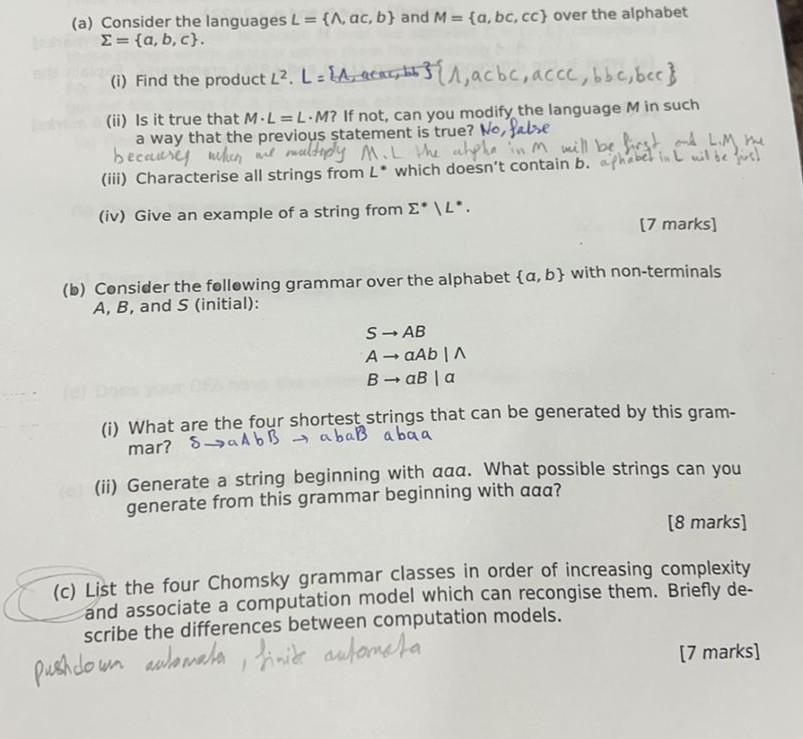 Solved (a) Consider the languages L={∧,ac,b} and M={a,bc,cc} | Chegg.com