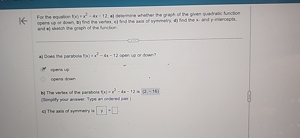 Solved For the equation f(x)=x2-4x-12, ﻿a) ﻿determine | Chegg.com