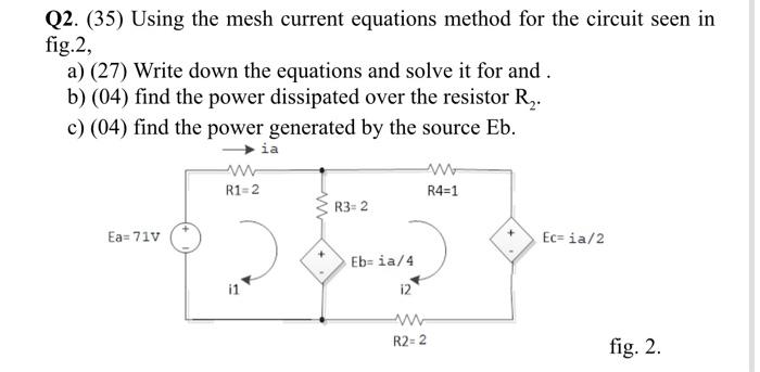 Solved Q2. (35) Using the mesh current equations method for | Chegg.com