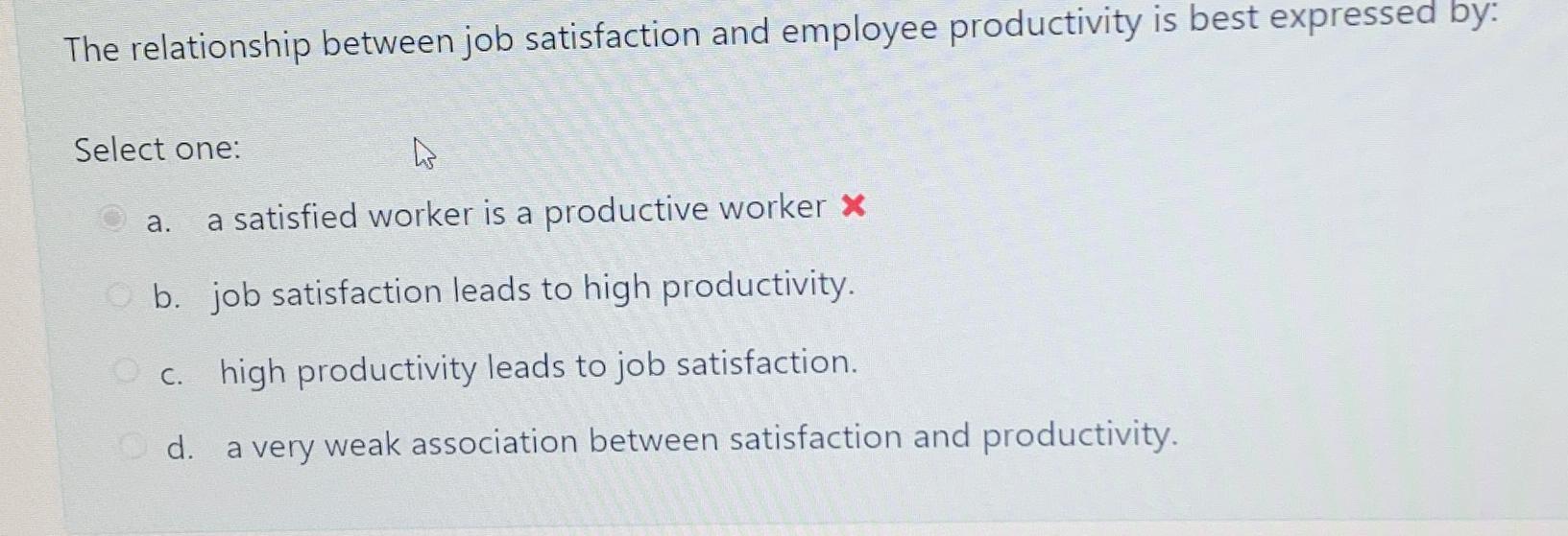 Solved The relationship between job satisfaction and | Chegg.com