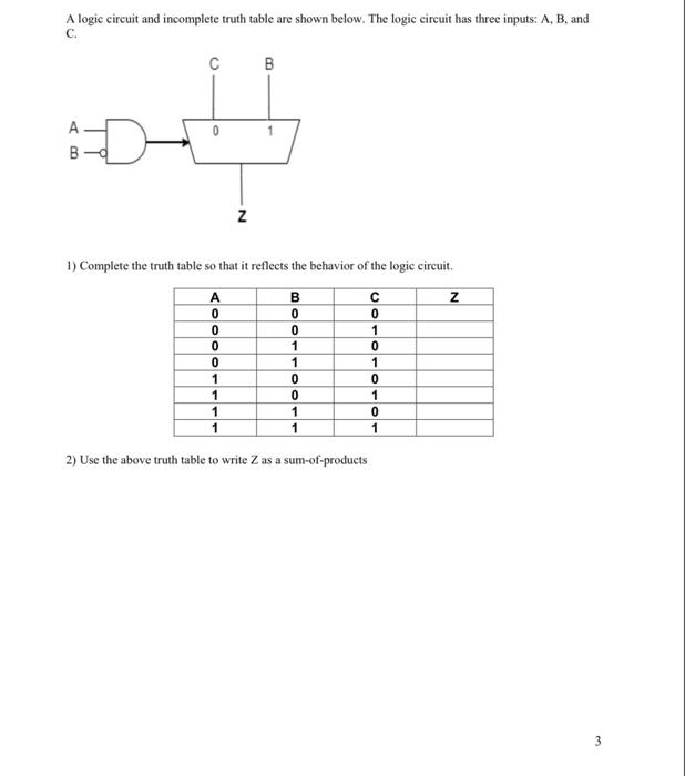 Solved A logic circuit and incomplete truth table are shown | Chegg.com