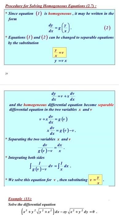 Solved Procedure for Solving Homogeneous Equations (2.7): * | Chegg.com