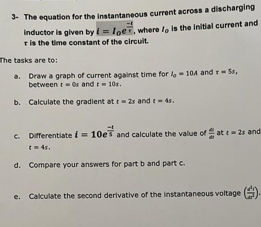 Solved 3- ﻿The equation for the instantaneous current across | Chegg.com