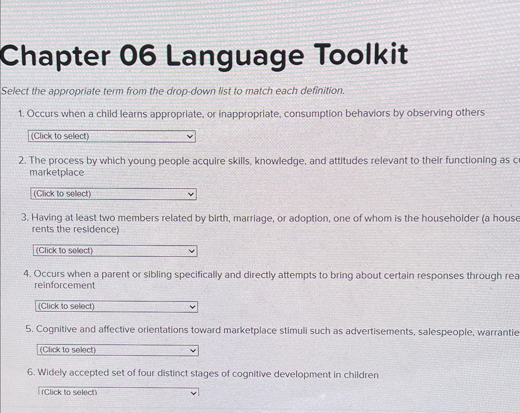 Solved Chapter 06 ﻿Language ToolkitSelect the appropriate | Chegg.com