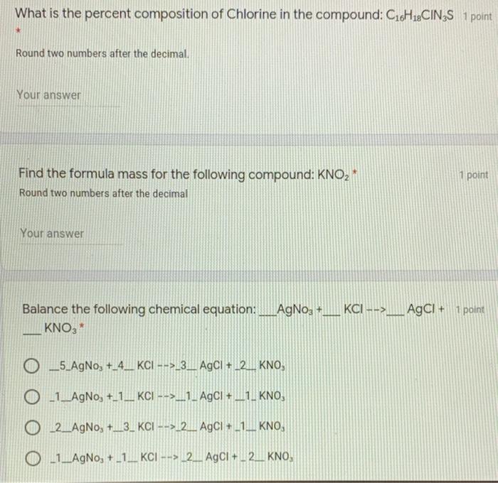 Solved What is the percent composition of Chlorine in the | Chegg.com