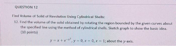 Solved Find Volume of Solid of Revolution Using Cylindrical | Chegg.com
