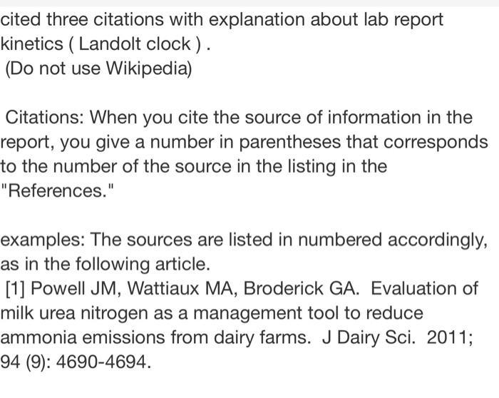 Solved cited three citations with explanation about lab | Chegg.com