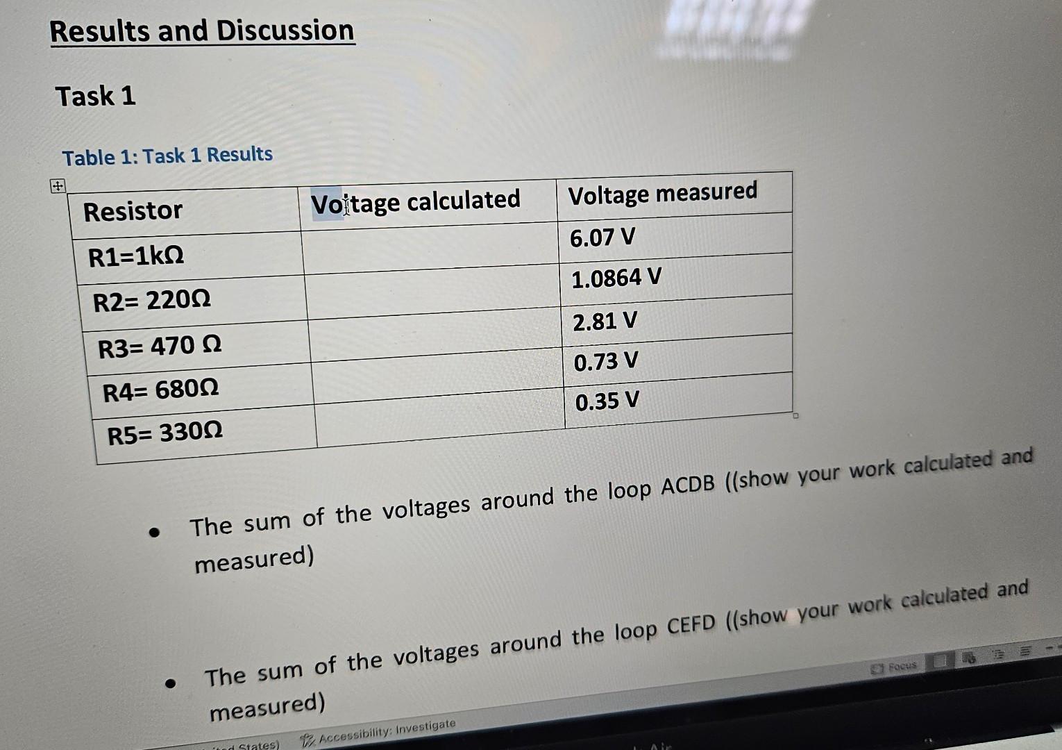 Results and Discussion Task 1 Table 1: Task 1 Results | Chegg.com