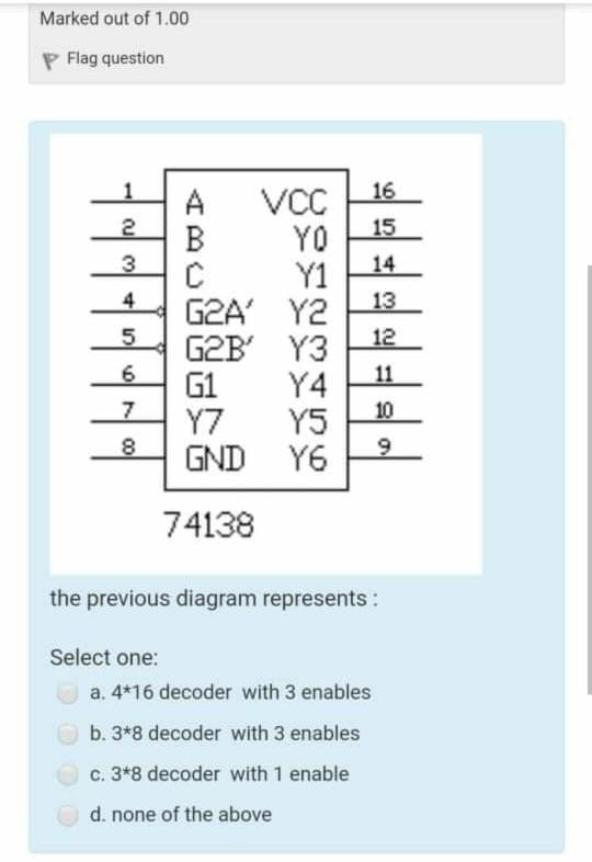 Solved A. Select one: 1-2) a. 1-2 line decoder b. 2-4 line | Chegg.com