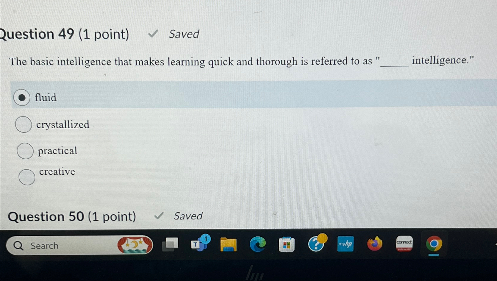 Solved Question 49 (1 ﻿point) ﻿SavedThe basic intelligence | Chegg.com