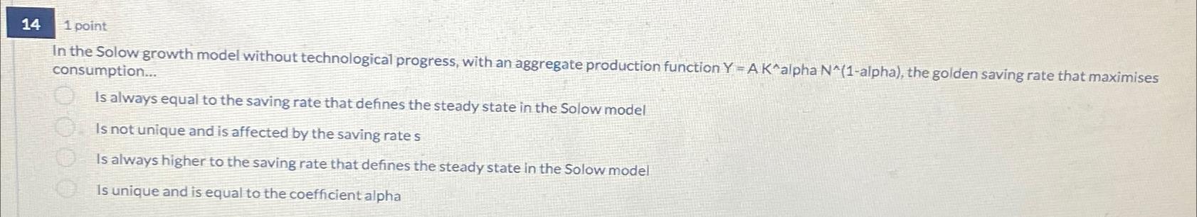 Solved 141 ﻿point-In the Solow growth model without | Chegg.com