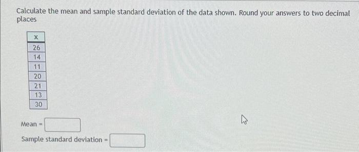 Solved Calculate the mean and sample standard deviation of | Chegg.com